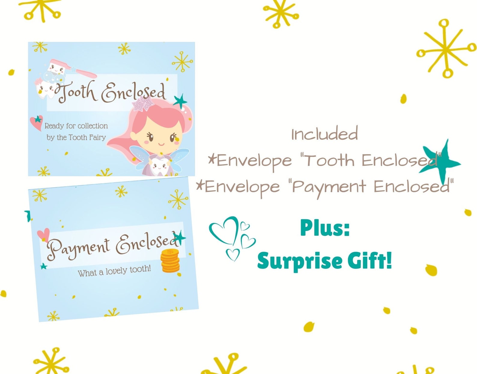 Tooth Fairy Envelopes Blue Envelopes Kids Keepsake Tooth | Etsy