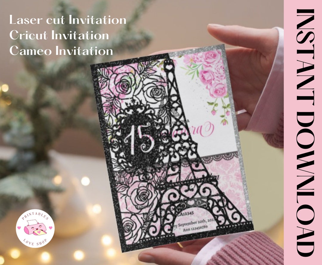 SVG Eiffel Tower Invitation PNG, DXF, Quince Invites, Quinceanera ...