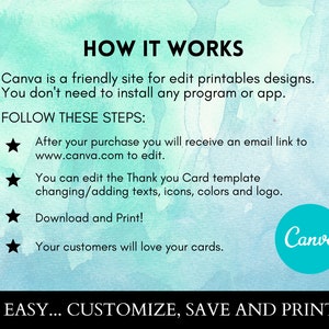 Thank You Card Business Green Watercolor Business Card Thank - Etsy