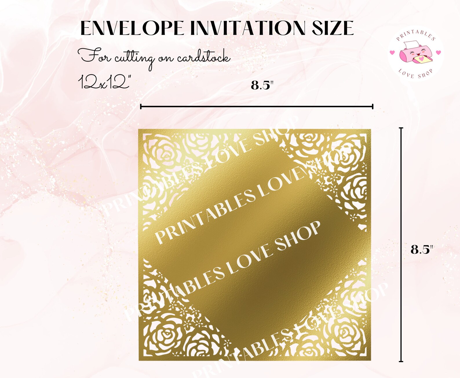 6x6 Roses Card Template SVG Four-fold Invitation - Etsy