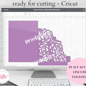 Laser Cut Roses Invitation Quinceanera Invitation 5x7", Roses Pocket ...