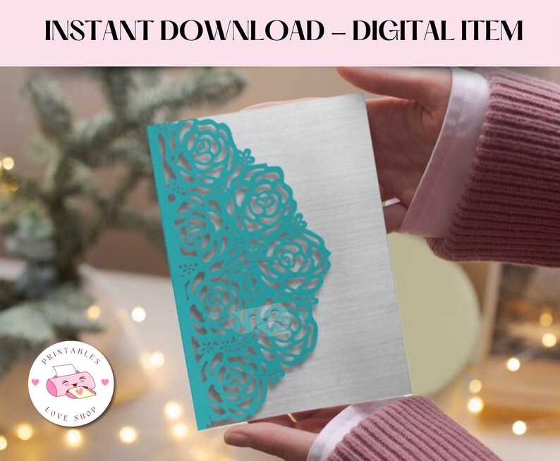 SVG Roses Invitation DXF PNG. Trifold Quinceanera Invitation - Etsy