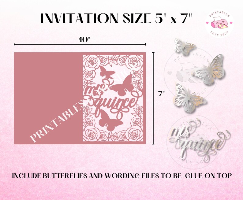 SVG Mis Quince Invitation. PNG DXF Butterflies Quinceanera - Etsy Hong Kong
