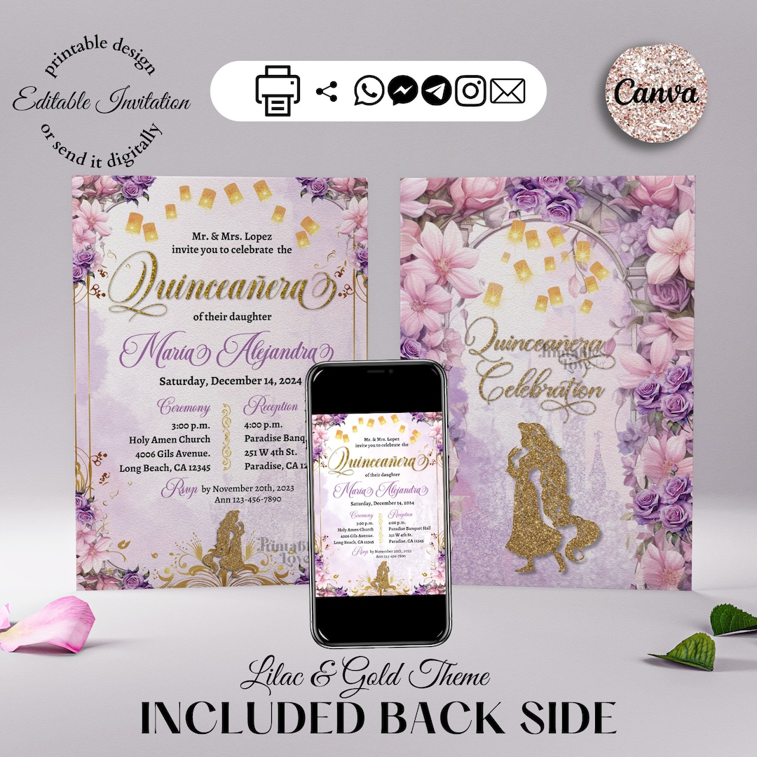 Tangled Invite, Quince Invitation, Rapunzel Party, Sweet 16 Invitation ...