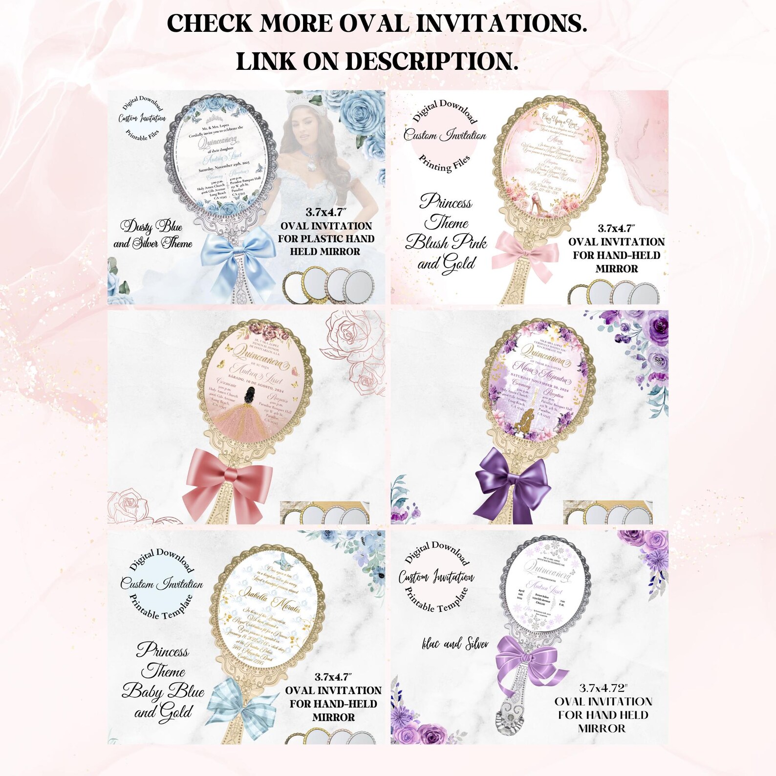 Burgundy and Beige Quinceanera Invitation Oval Invitation Hand Held ...