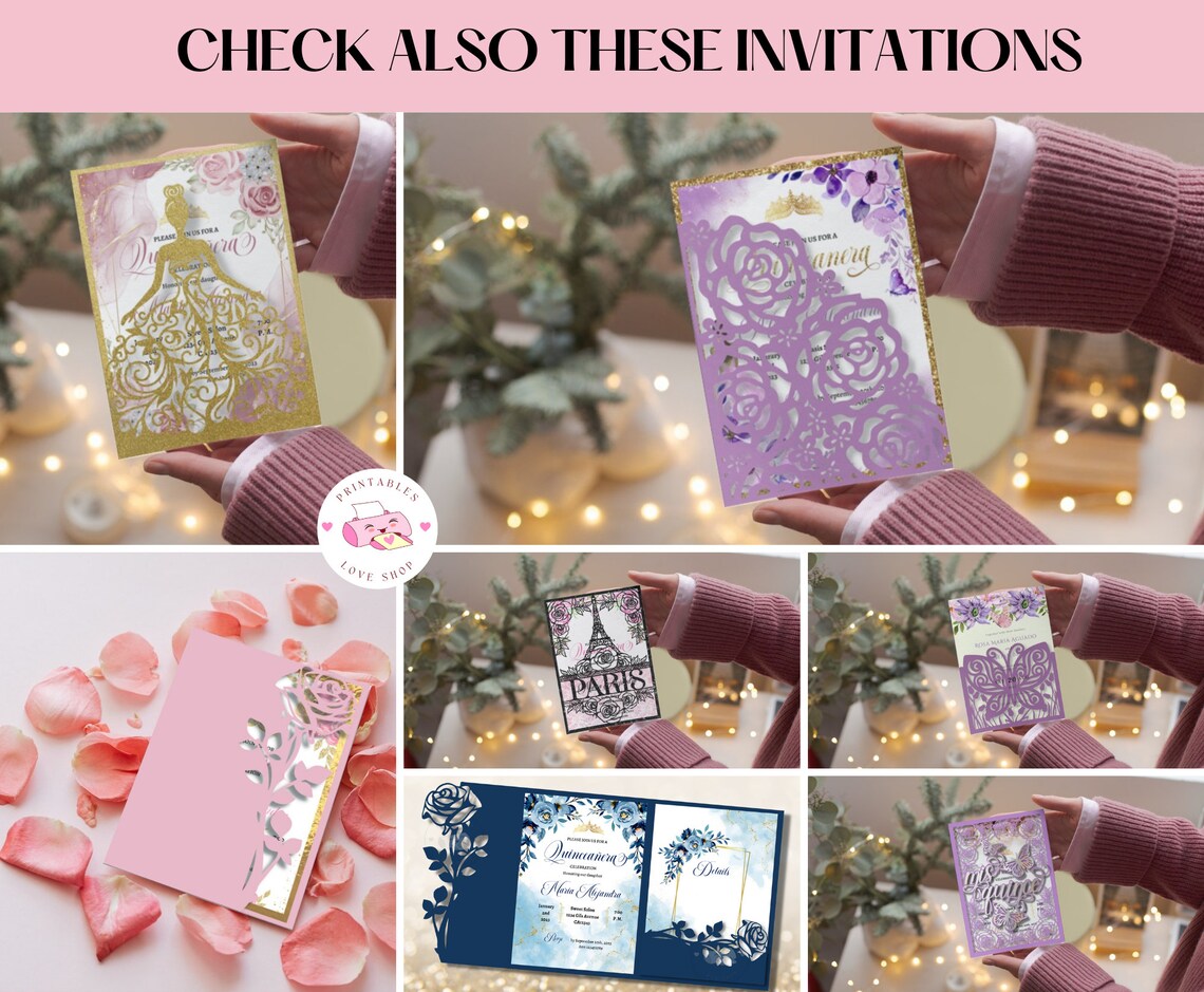 5x7" Gate Fold Crown Quinceanera Invitation, Mis Quince Invitation ...