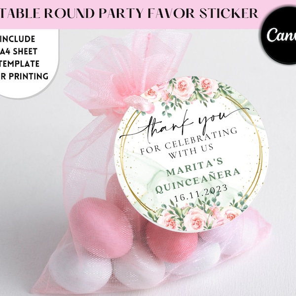 Quinceanera Thank You Favor Tag - Etsy