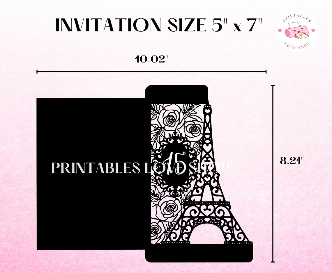 SVG Eiffel Tower Invitation PNG DXF Quince Invites - Etsy