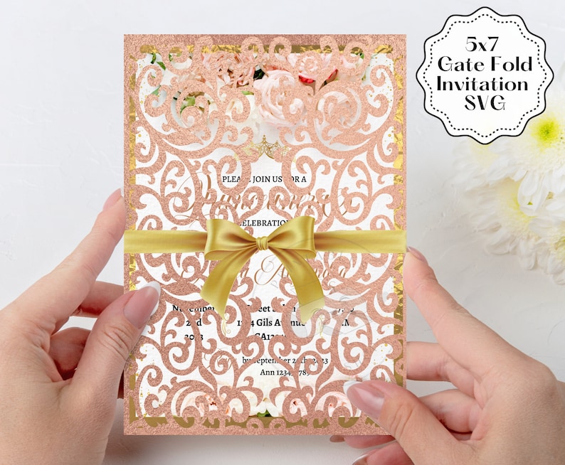 Gate Fold Invitation SVG Quinceanera Invitation 5x7 Mis - Etsy