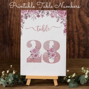 Rose Gold Table Numbers 1-30 PDF File Ready to Print, Printable ...