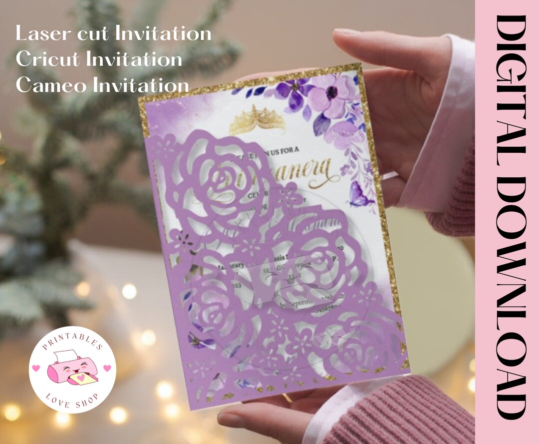 Laser Cut Roses Invitation Quinceanera Invitation 5x7", Roses Pocket ...