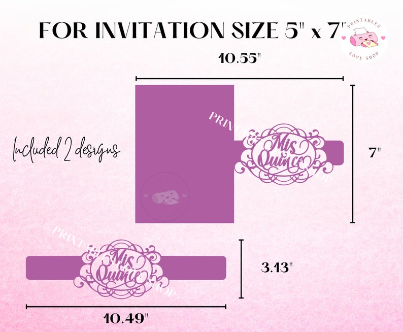 Mis Quince Belly Band Template SVG DXF PNG 5x7 - Etsy
