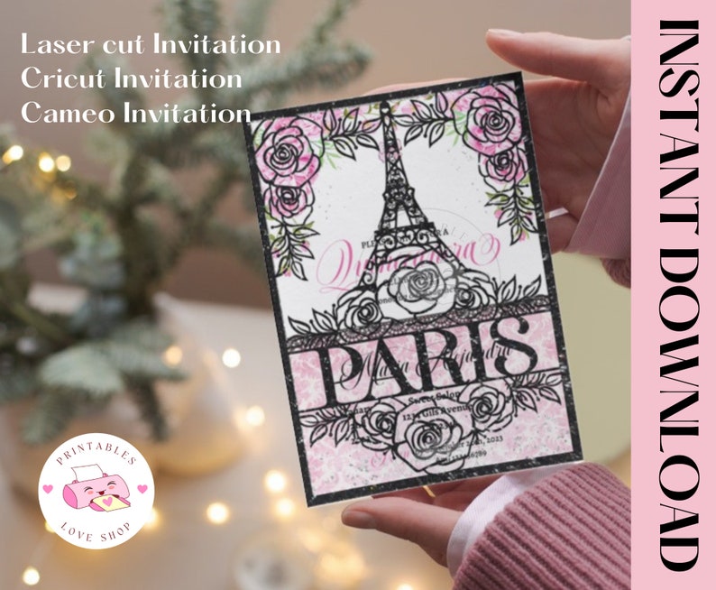 5x7 Paris Quinceanera Fold Invitation SVG PNG DXF Paris - Etsy