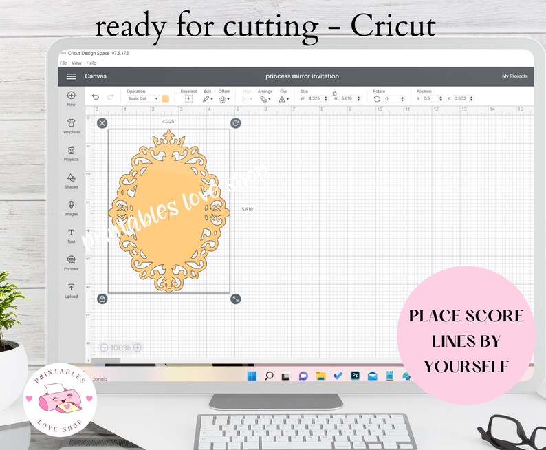 Princess Mirror Invitation SVG DXF PNG Quinceanera - Etsy