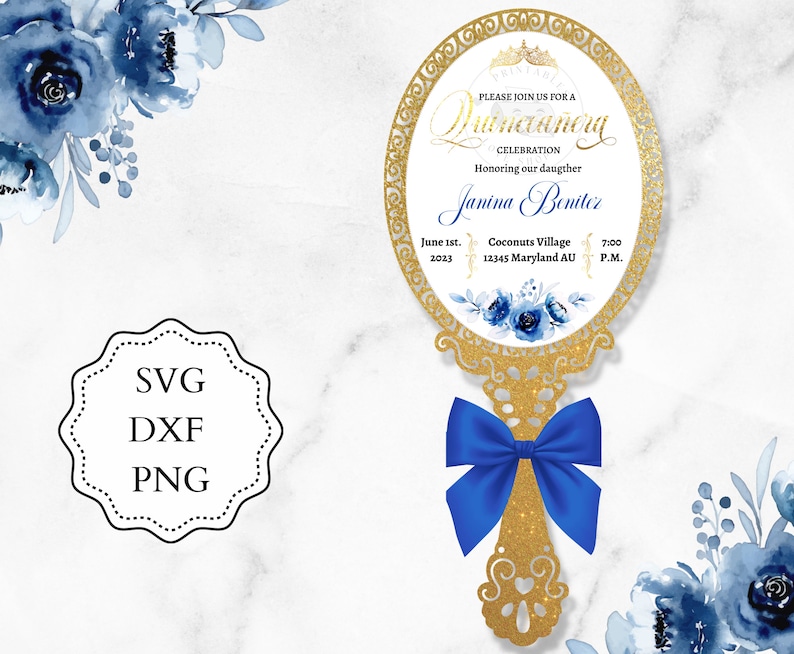 Mirror Quinceanera Invitation SVG, DXF, PNG. Quinceañera Invitation ...
