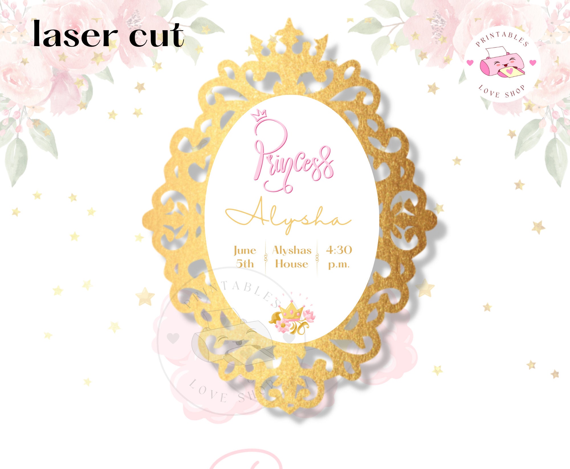 Princess Mirror Invitation SVG, DXF, PNG, Quinceanera Invitation ...