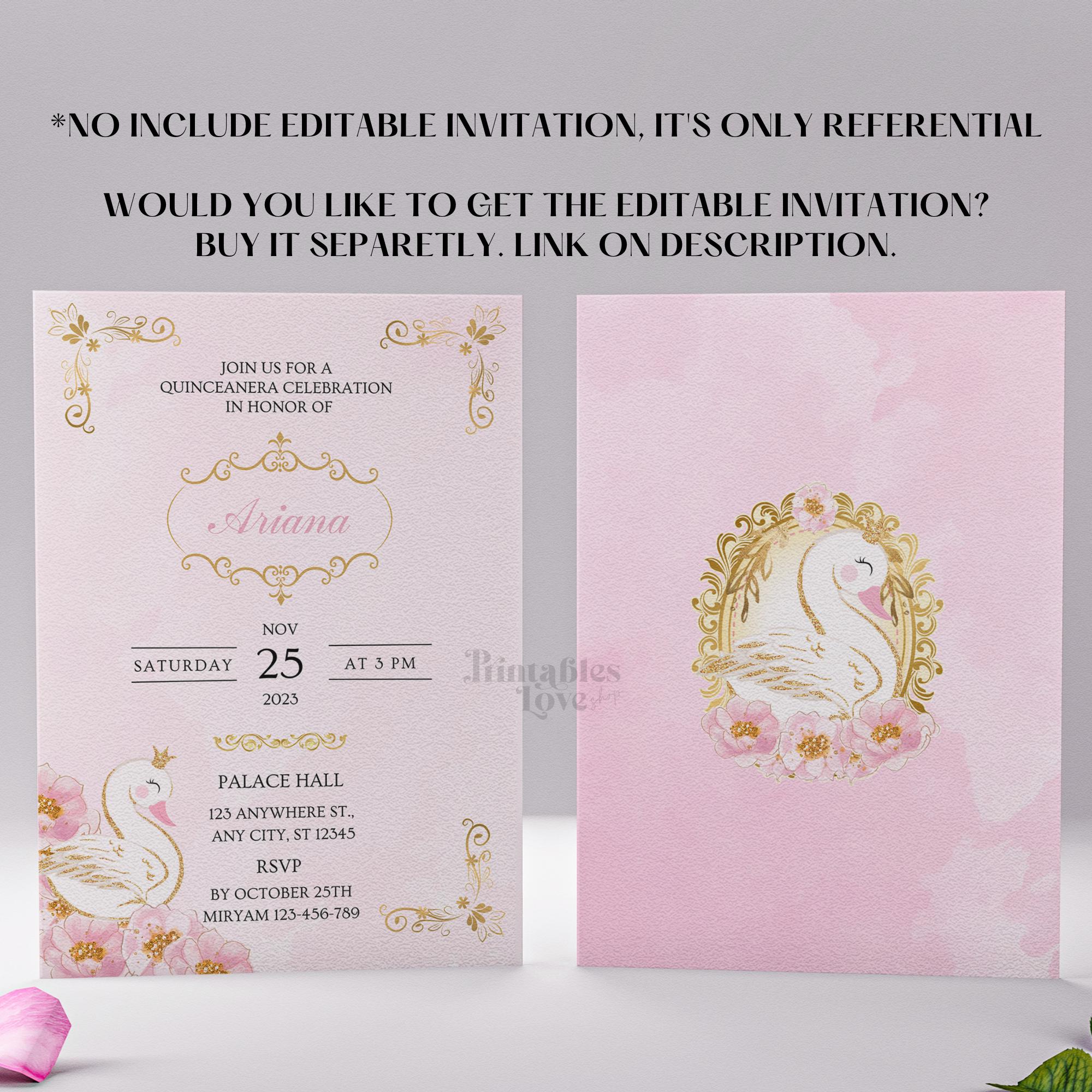Laser Cut Swan Invitation Template: Trifold Quinceanera SVG DXF PNG ...