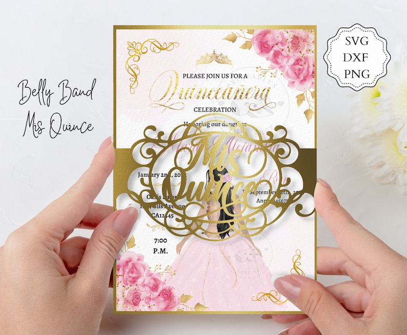 Mis Quince Belly Band Template SVG DXF PNG 5x7 - Etsy