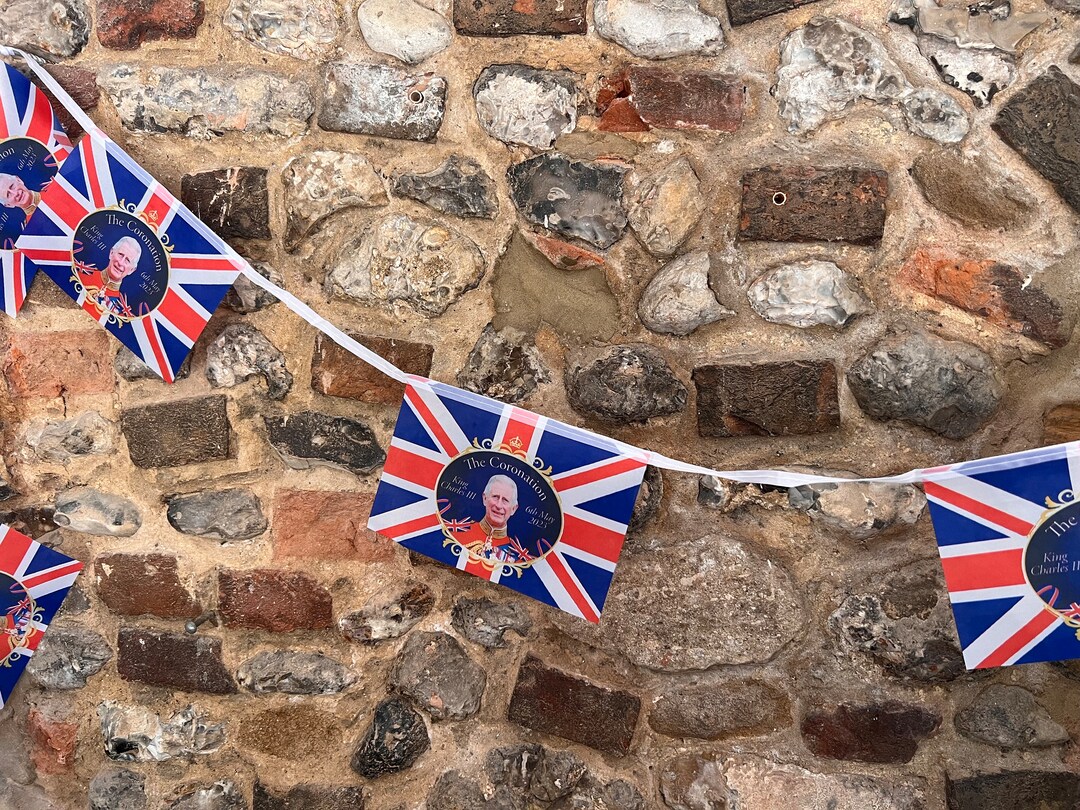 King Charles Union Jack Coronation 12ft Flags Bunting - Etsy UK