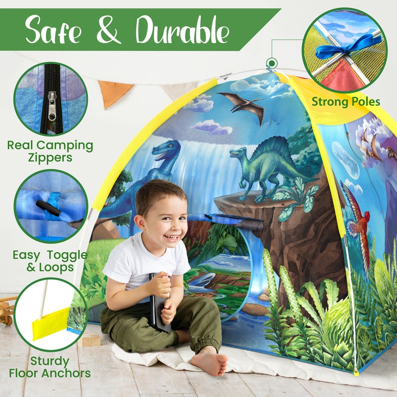Dino Super Dome With Roar Button, LED Lights + Remote, 6 Dino Toys ...