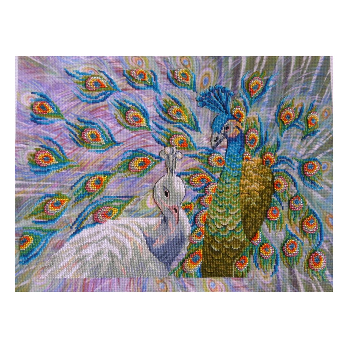 Peacocks Cross Stitch Kit Bird Embroidery Pattern Counted | Etsy