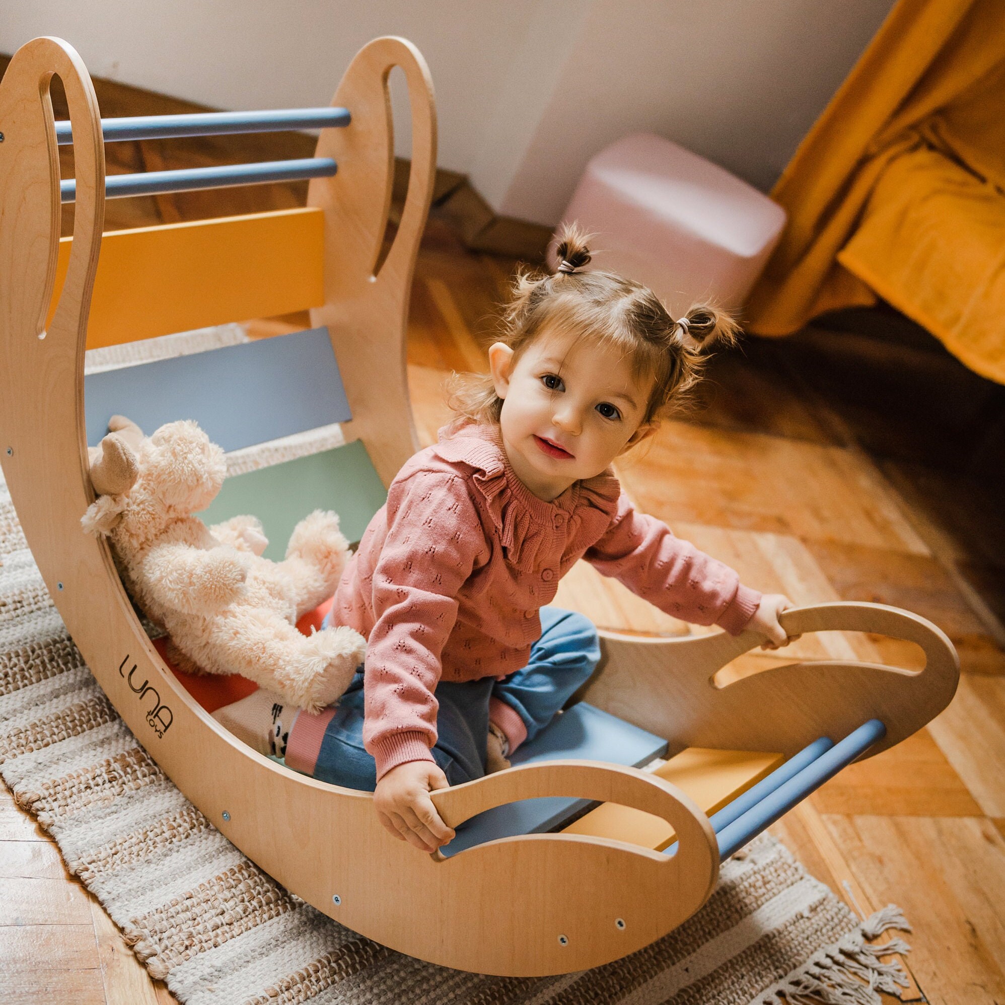 Montessori Rocker + Kids Learning Table, Montessori Toddler Climbing ...