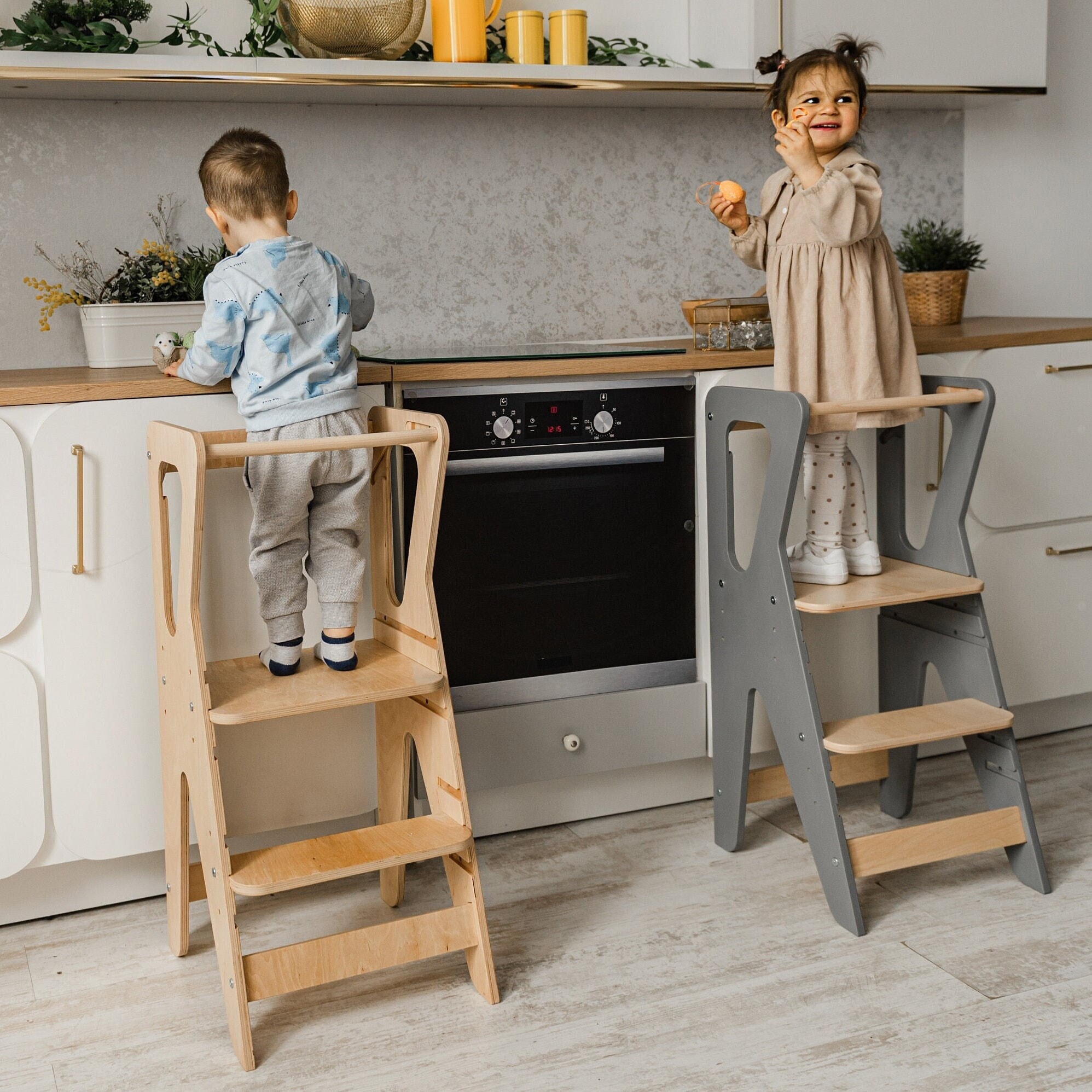 Minimalist Wooden Toddler Tower, Scandinavian Style Learning Step Stool ...