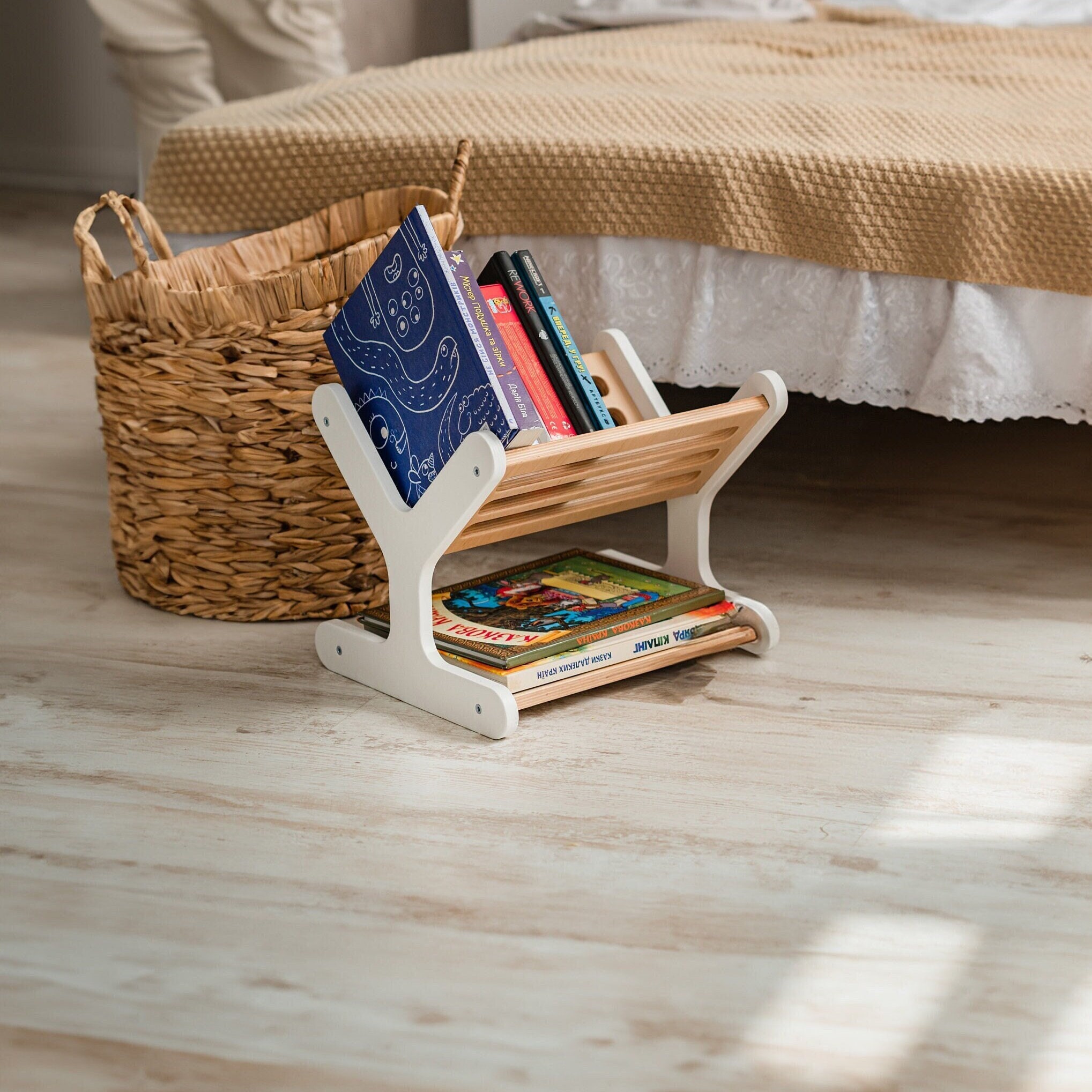 Montessori Bookcase, Kids Floor Bookshelf, Nursery Furniture, Small ...