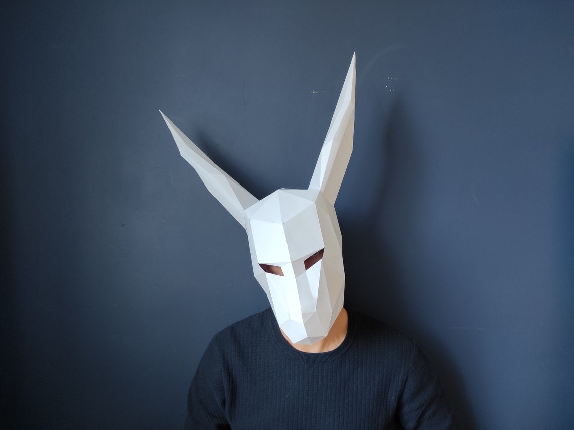 Rabbit Mask 3D Paper Craft Model Digital Download PDF DIY | Etsy