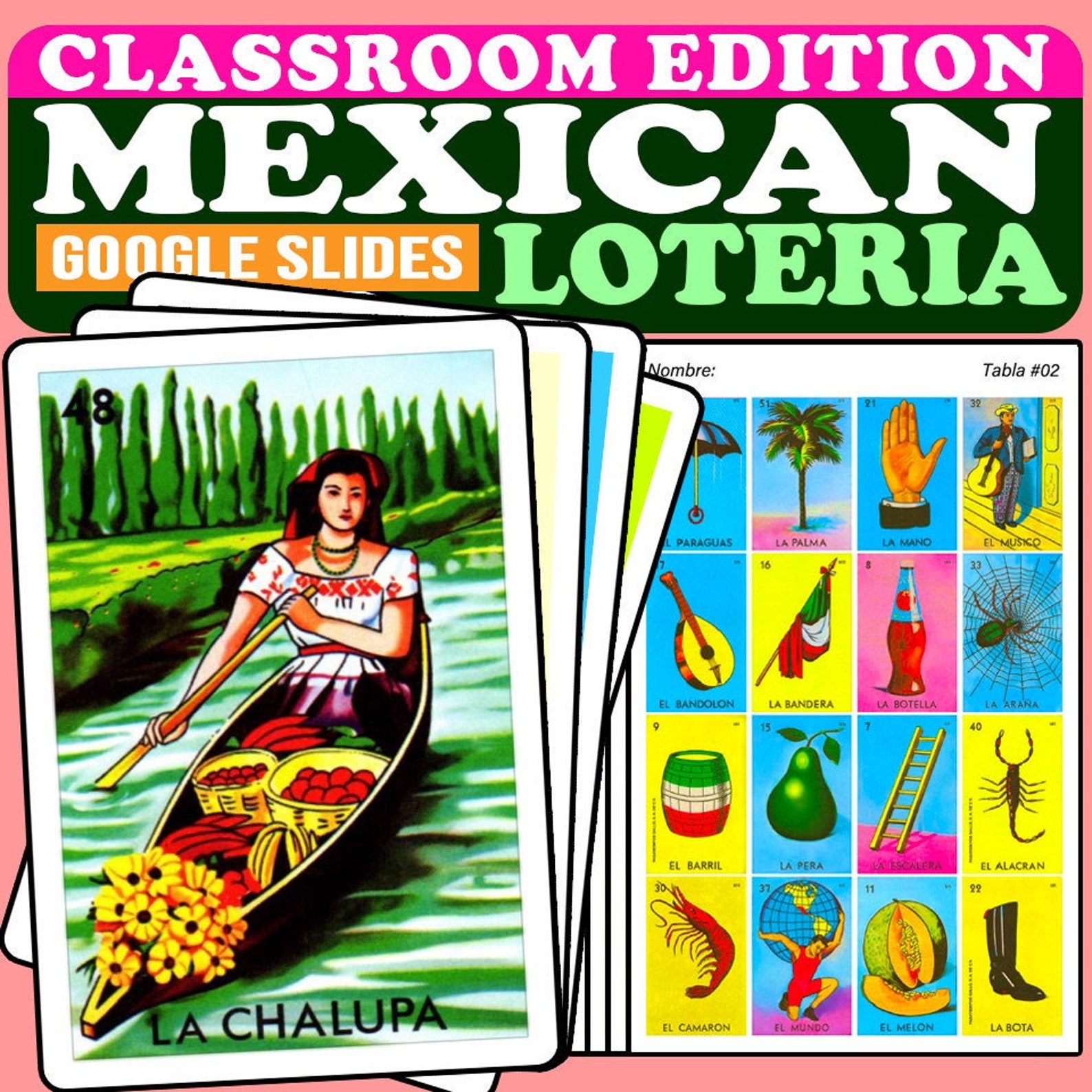 Mexican Loteria Digital Bingo Game for Google Slides Classroom Edition ...