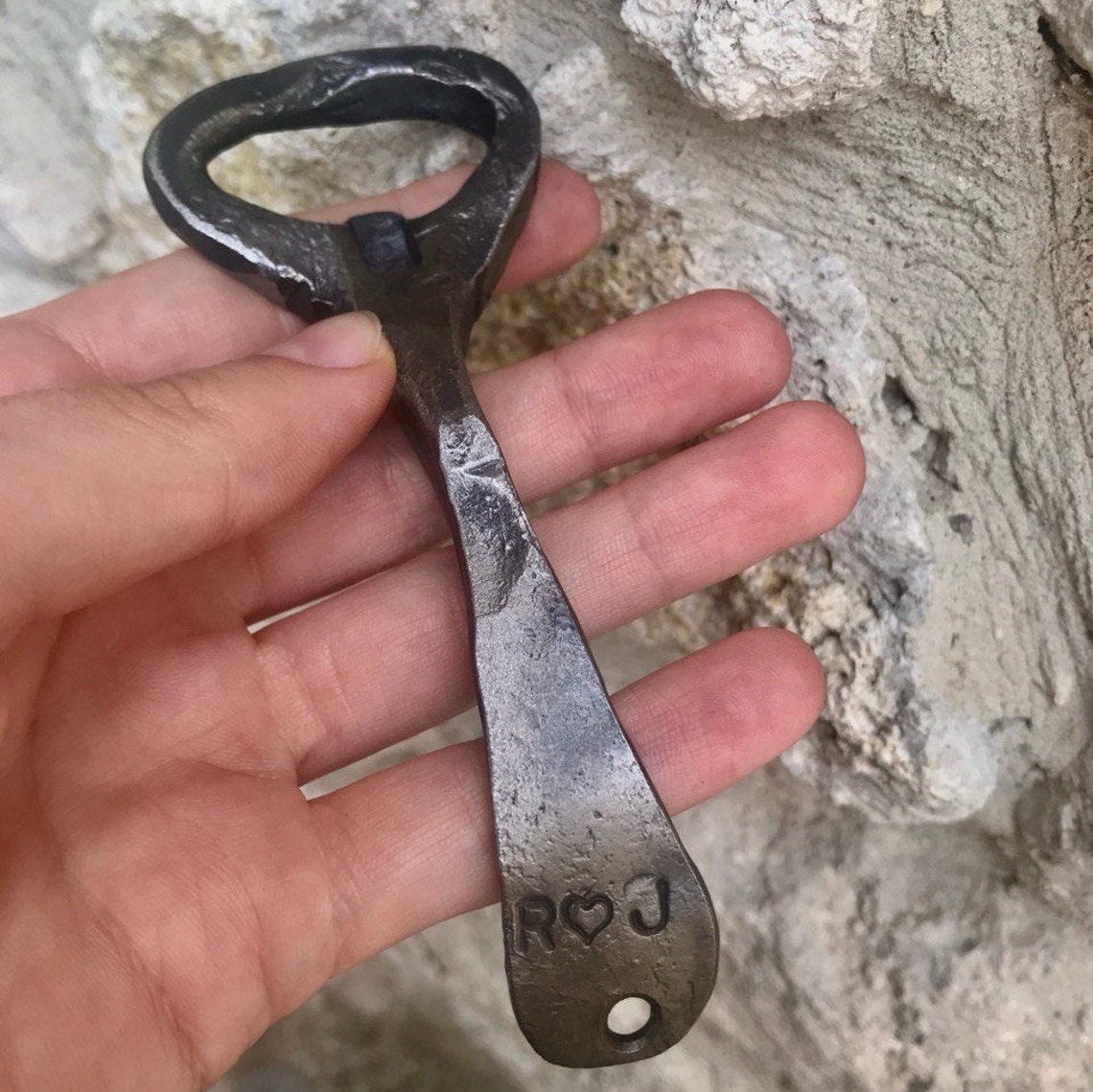 Bottle Opener Iron Keychain Hand Forged Iron Keychain - Etsy