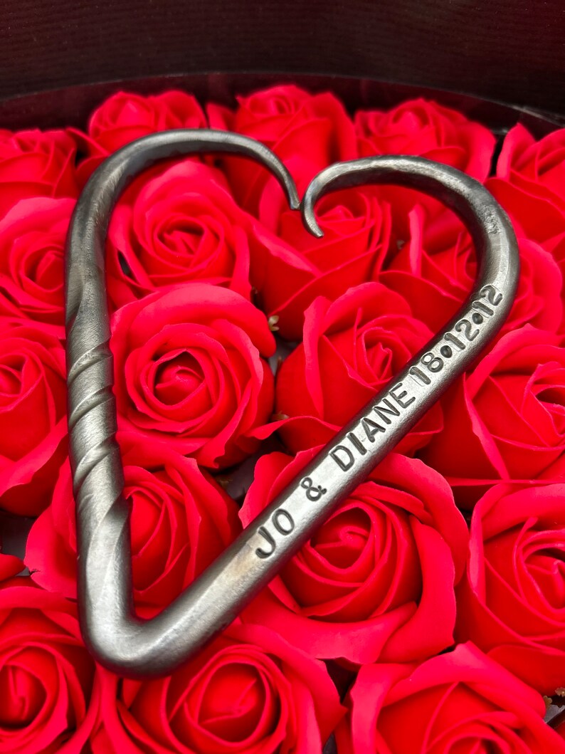 11th Anniversary, Steel Wedding, Hand Forged Hearts, Steel Gift ...