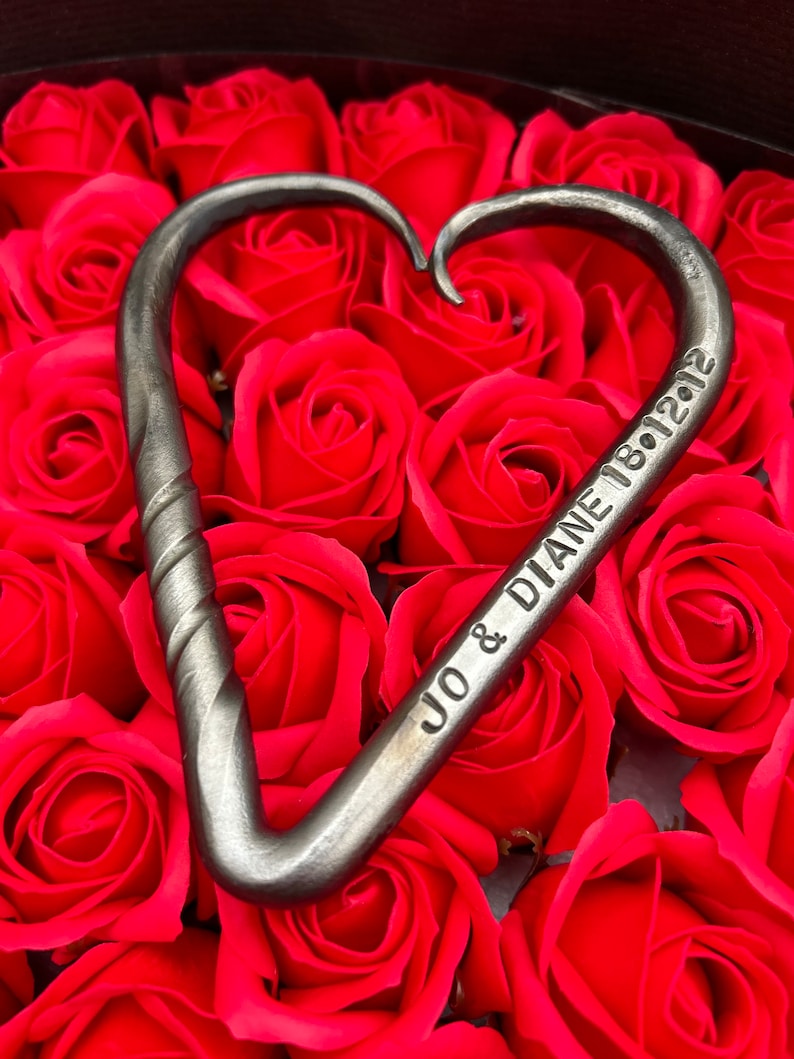 11th Anniversary, Steel Wedding, Hand Forged Hearts, Steel Gift ...