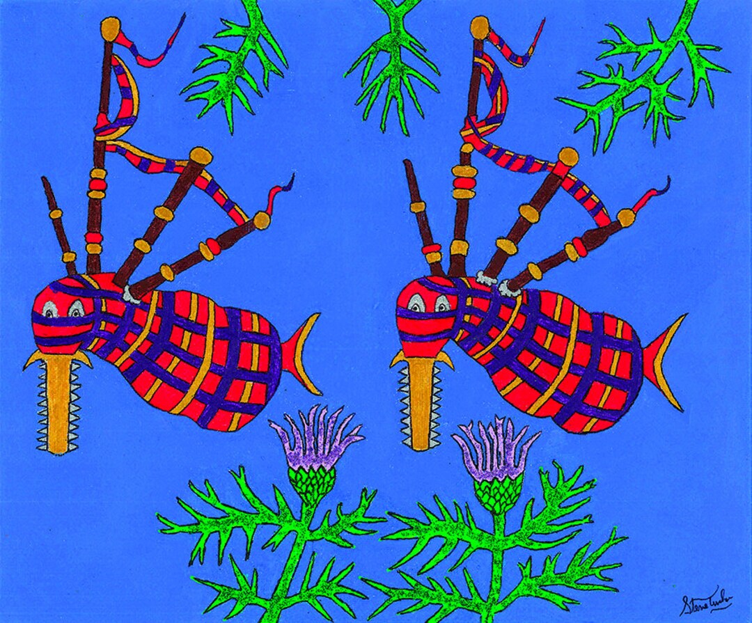 Bagpipe Scottish Tartan Musical Fish Card (phìob Mhòr) an Original ...