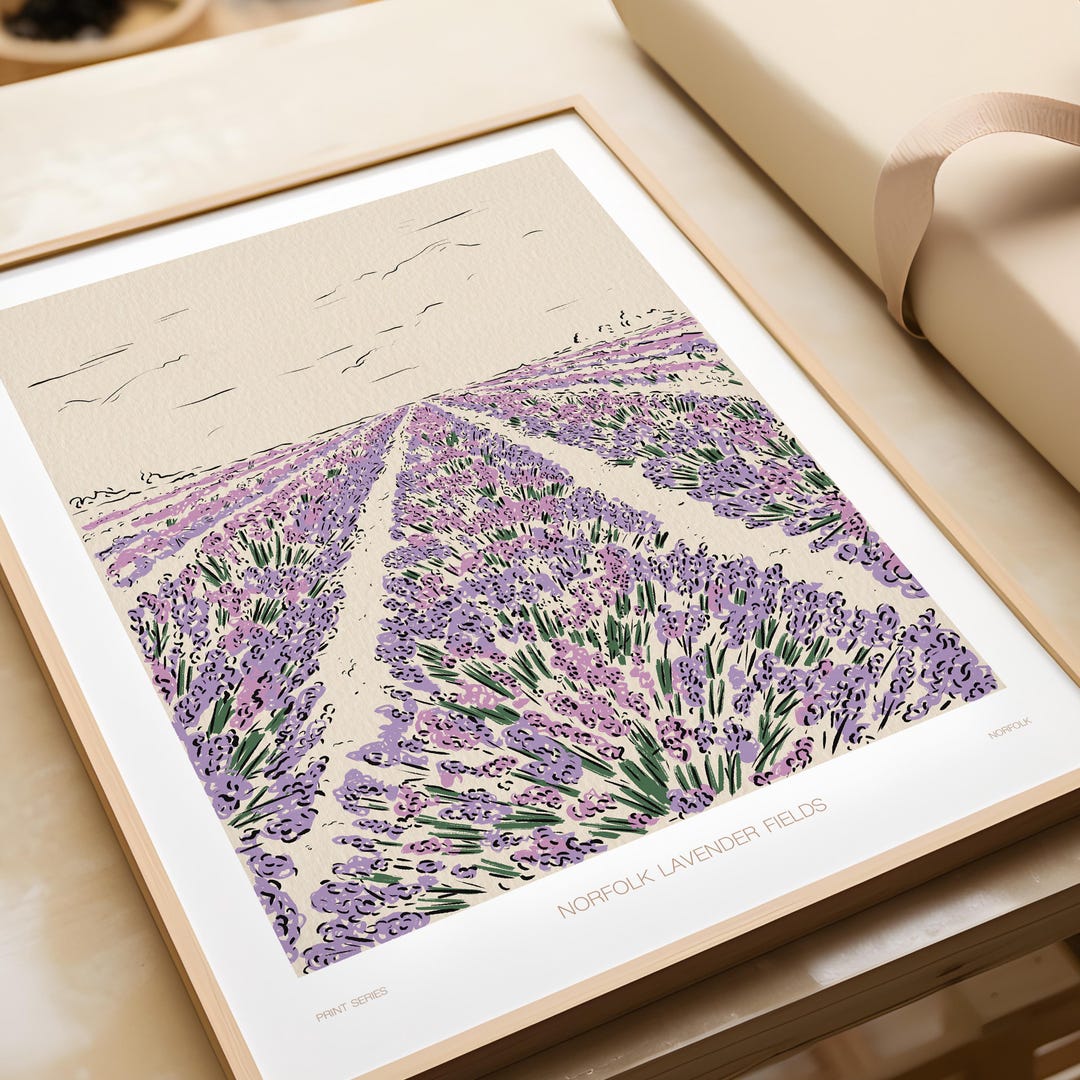 Norfolk Lavender Fields Art Print | Flower | Botanical | Wall Art ...