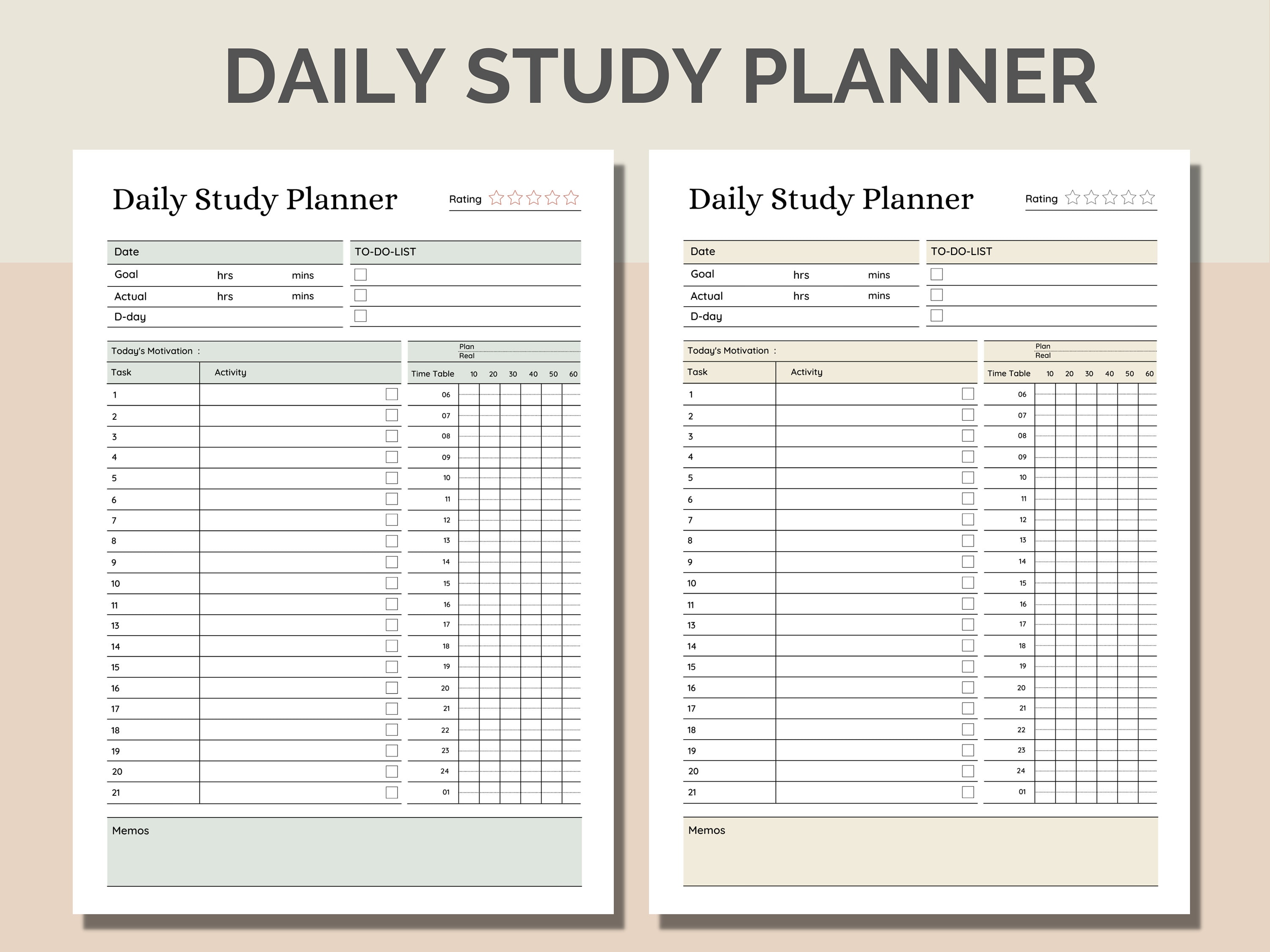 Minimal Daily Study Planner / Printable Planner / Exam / Digital ...