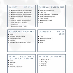 Simple House Cleaning Schedule - Etsy