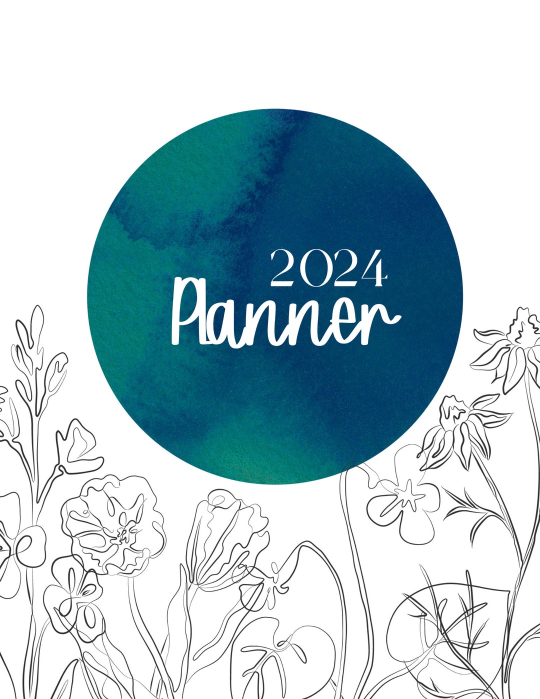 2024 Year Overview | Boho Floral Planner | Monthly Calendars and ...