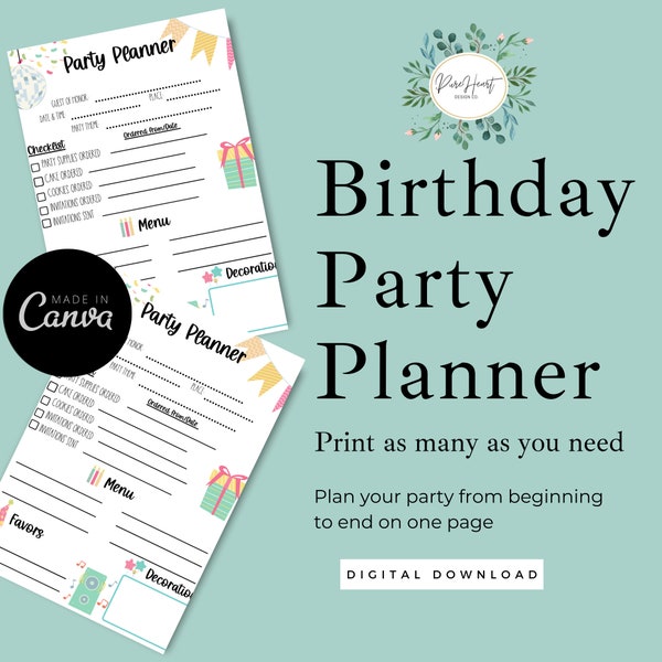 Birthday Party Plan - Etsy