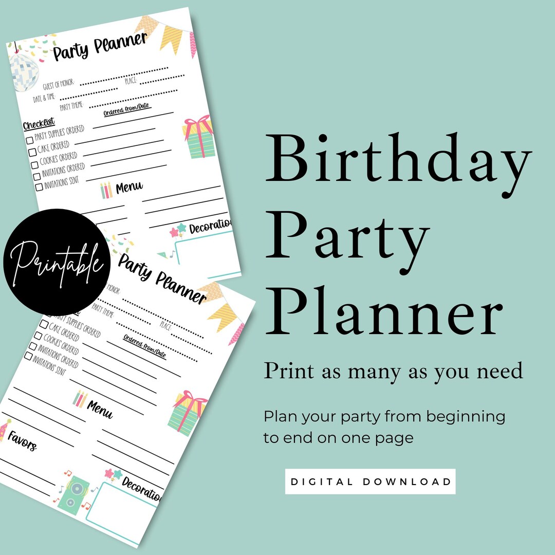 Birthday Party Planner Printable~stay Organized and Plan the Perfect ...