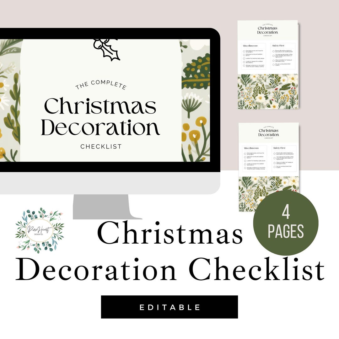 Christmas Decoration Checklist, Editable Canva Template, New Home (PDF ...