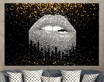 Silver Lips Wall Art - Etsy