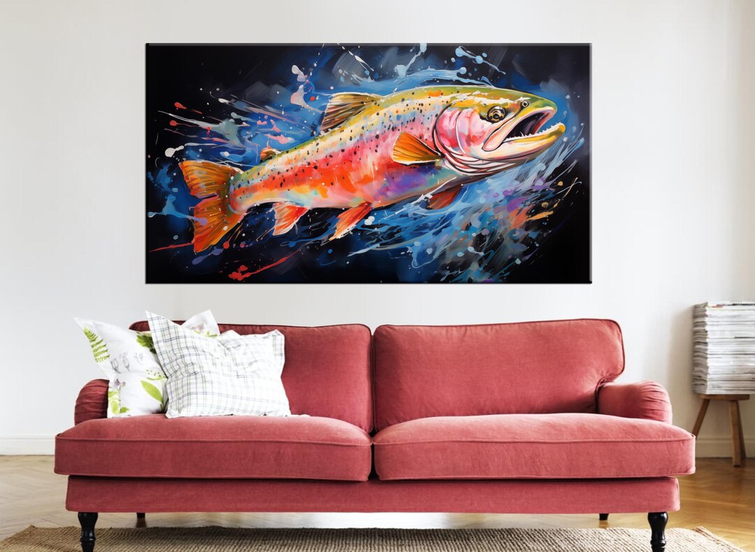 Rainbow Trout Wall Decor, Rainbow Trout Print, Big Fish Wall Art, Large ...