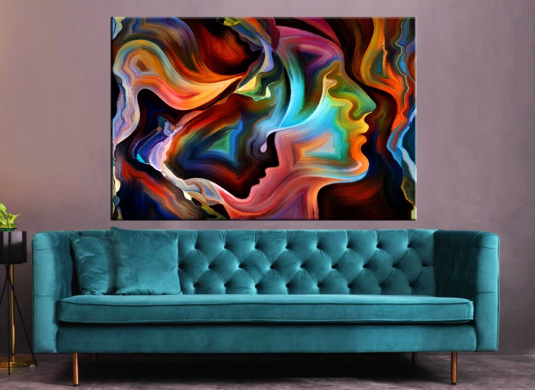 Abstract color print, Abstract woman canvas - Etsy.de