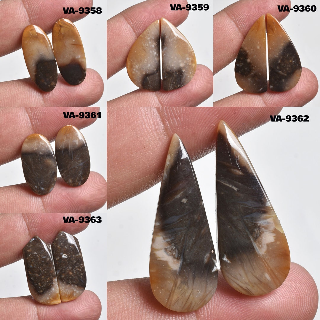 Palm Root Agate Pair, Natural Indonesian Palm Root Matching Pair ...