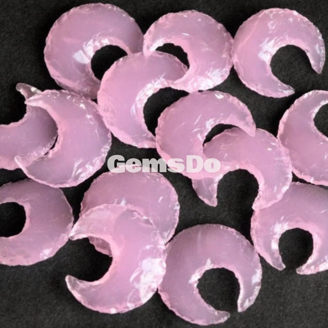 Bulk Pink Opalite Crescent Moon Set Hand-carved Crystal Moons for ...