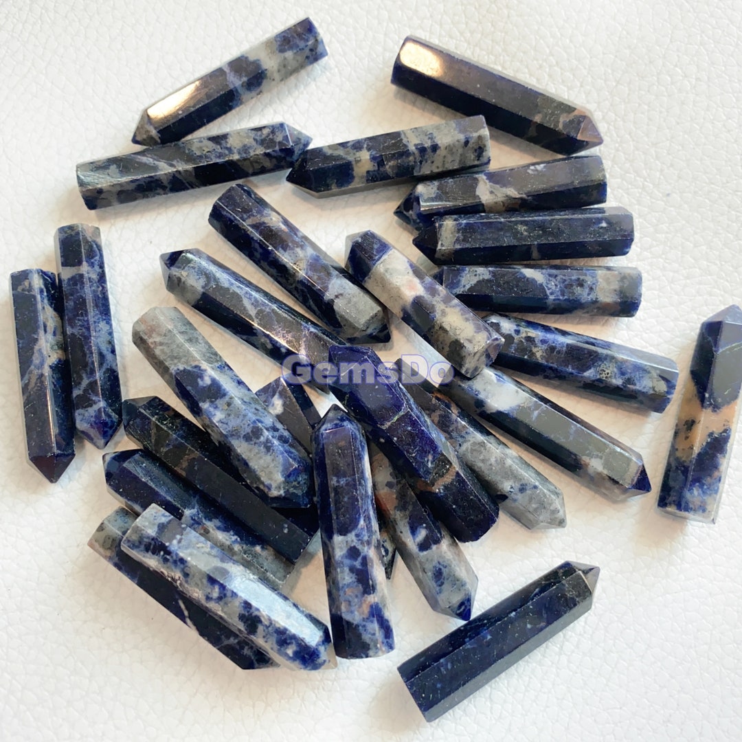Blue Sodalite Pencil Gemstone, Natural Sodalite Pointed Crystal ...