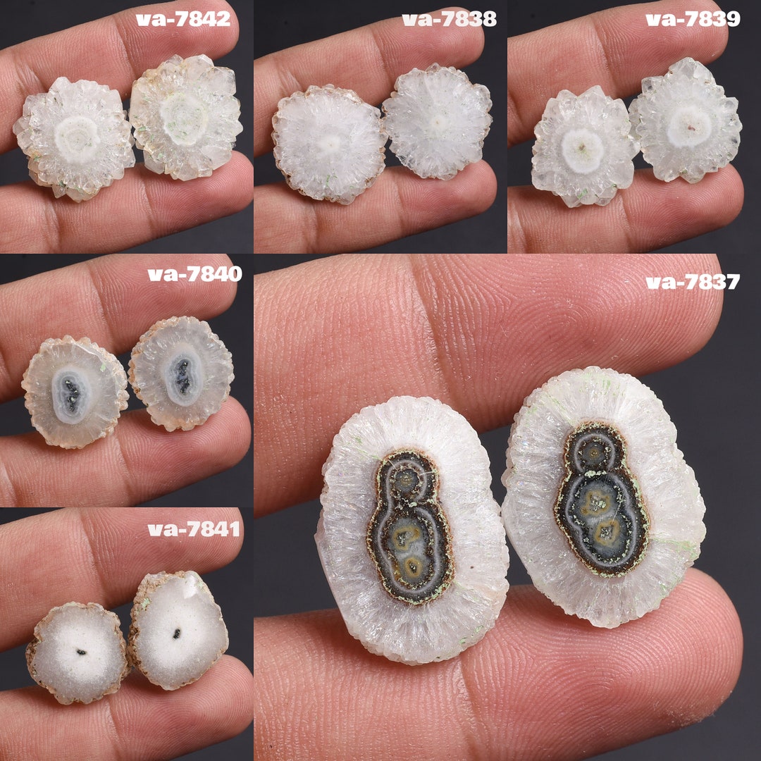 White Color Solar Quartz Slice Gemstone Pairs, Solar Quartz Pairs ...