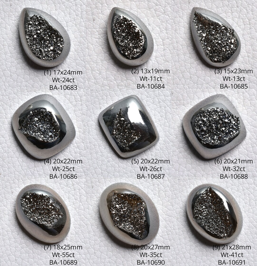 Silver Titanium Druzy, Jewelry Making Gemstone, Elegant Silver Titanium ...