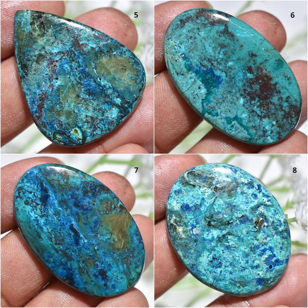 Smooth Natural Shattuckite Cabochon, Shattuckite Mix Shapes Cabochon, Hand-polished Loose ...